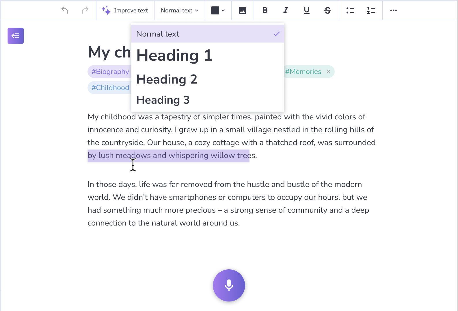 Text editor Guide - Memory Hive
