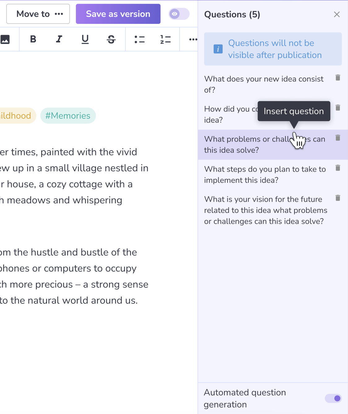 Text editor Guide - Memory Hive