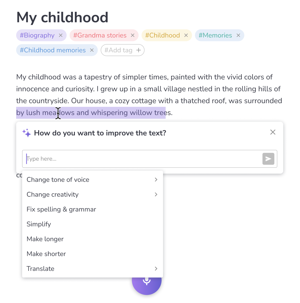 Text editor Guide - Memory Hive